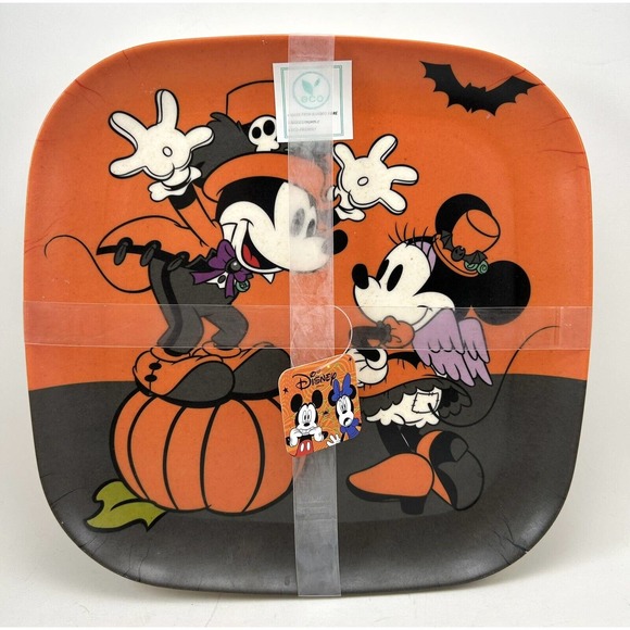 Disney | Dining | Disney Mickey Mouse Halloween Plates 4 Pc Set Pumpkin ...